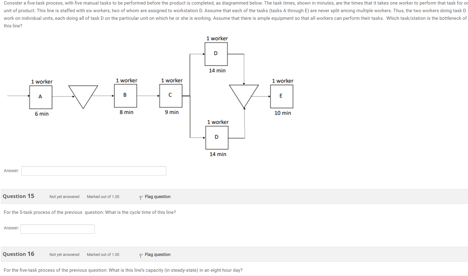 Solved Consider a five-task process, with five manual tasks | Chegg.com