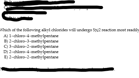 Solved Which of the following alkyl chlorides will undergo | Chegg.com