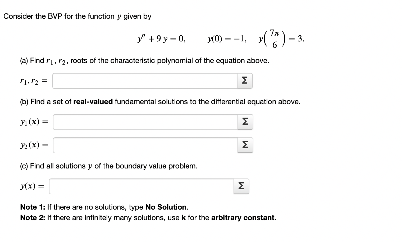 Solved Consider the BVP for the function y given by 71 y" + | Chegg.com