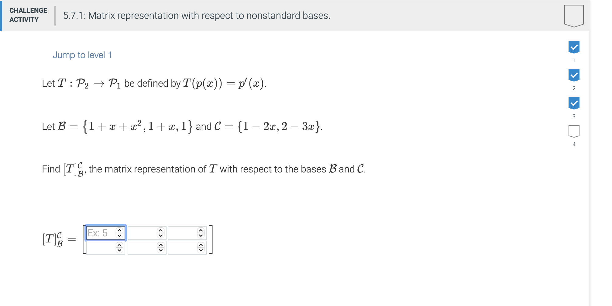 Solved CHALLENGE ACTIVITY 5.7.1: Matrix representation with | Chegg.com