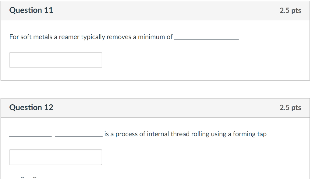 Solved For soft metals a reamer typically removes a minimum | Chegg.com