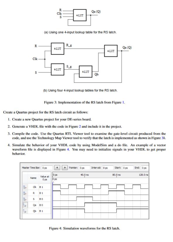 Part I: RS Latch Circuit Intel FPGAs include | Chegg.com