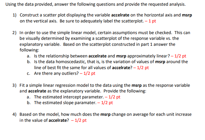 Solved Using the data provided, answer the following | Chegg.com
