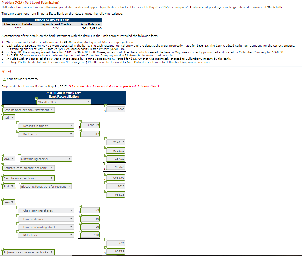 Solved Problem 7-5A (Part Level Submission) Cullumber | Chegg.com