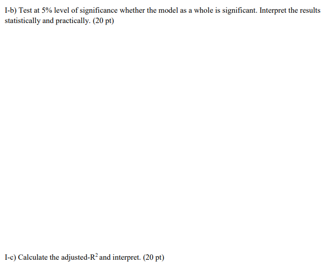 Solved I- The following regression is specified based on | Chegg.com