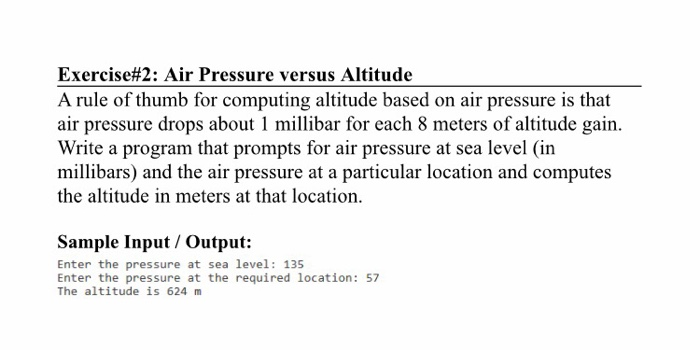 Solved Exercise#2: Air Pressure versus Altitude A rule of | Chegg.com