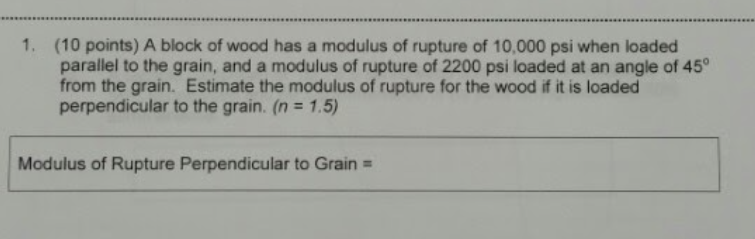 Solved 1. (10 points) A block of wood has a modulus of | Chegg.com