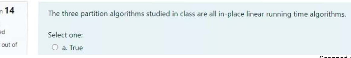 Solved 14 The three partition algorithms studied in class | Chegg.com