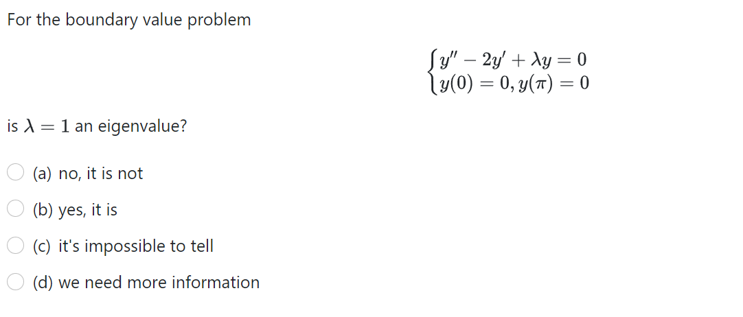 Solved For the boundary value problemy^('')-2y^(')+\lambda | Chegg.com