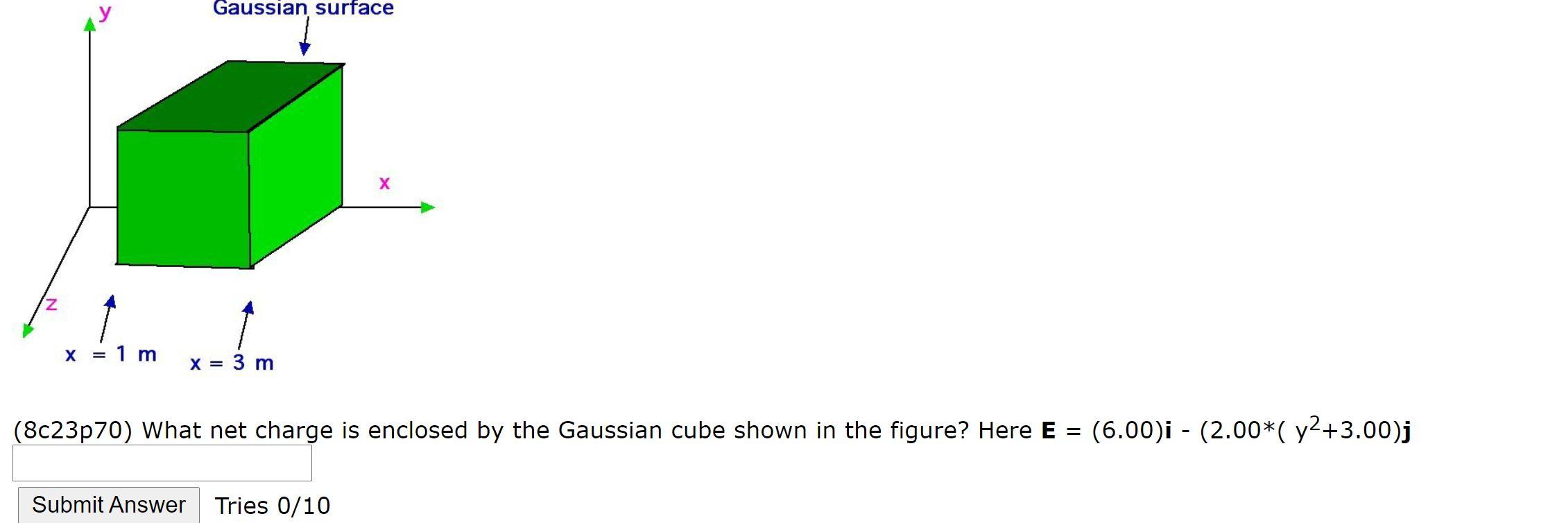 Solved Gaussian surface х х = 1 m x = 3 m (8c23p70) What net | Chegg.com