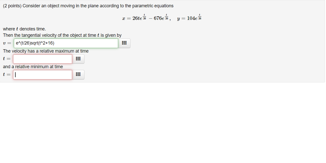 Solved (2 points) Consider an object moving in the plane | Chegg.com