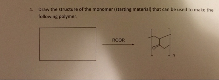 Solved Draw the structure of the monomer ( starting | Chegg.com