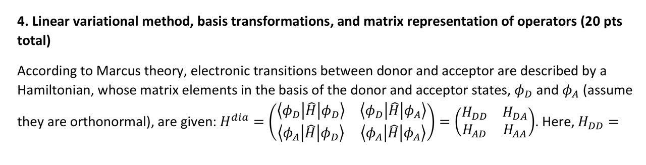 4. Linear variational method, basis transformations, | Chegg.com