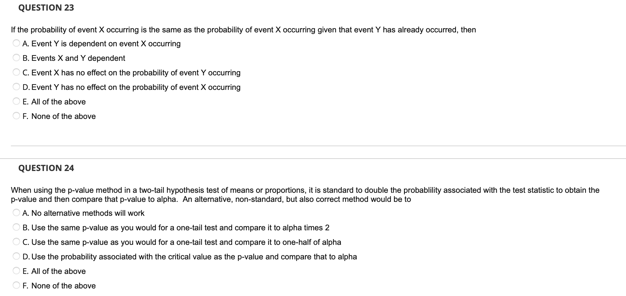 Solved QUESTION 23 If the probability of event X occurring | Chegg.com