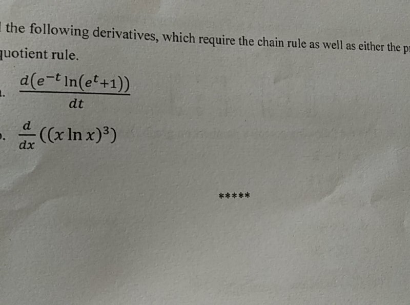 Solved Find the following derivatives using chain | Chegg.com