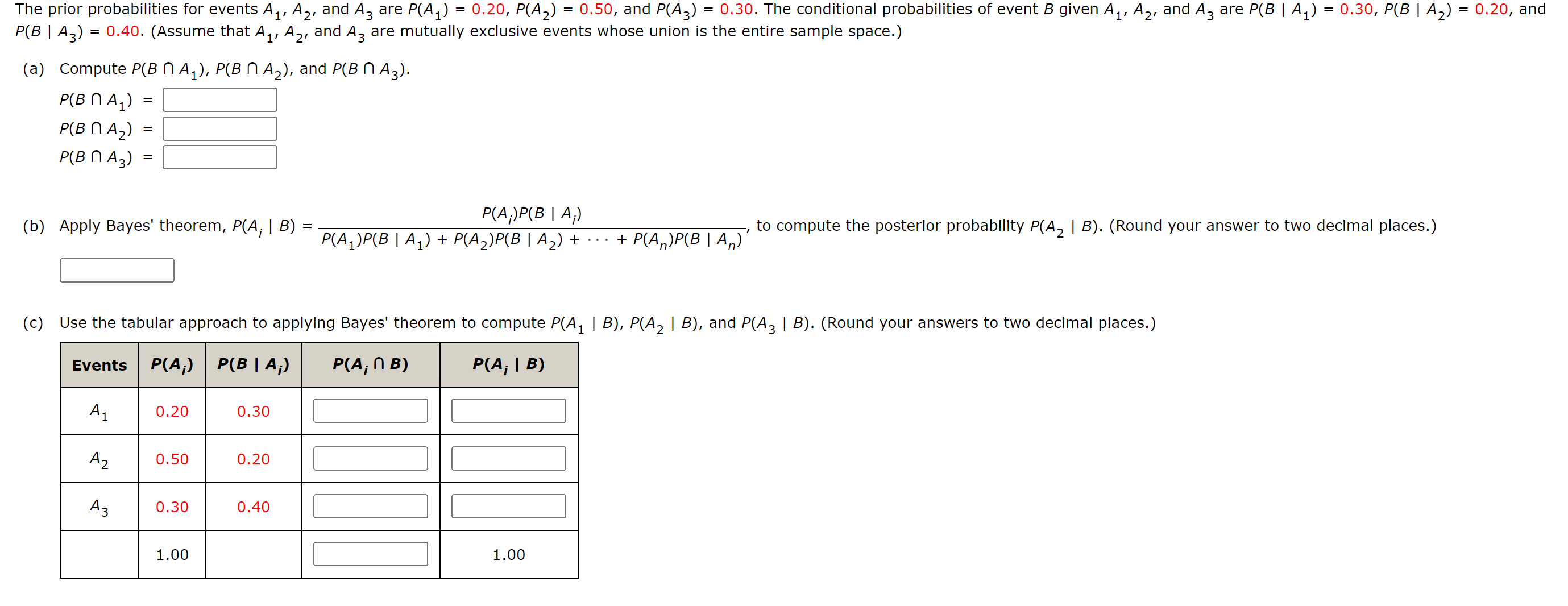 Solved P(B∣A3)=0.40. (Assume that A1,A2, and A3 are mutually | Chegg.com
