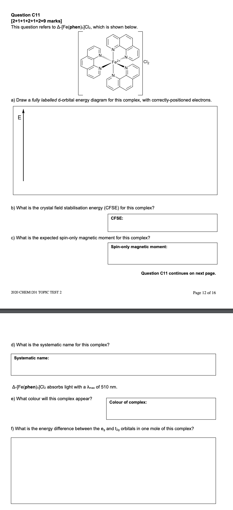 Solved Question C11 ﻿marks]a) ﻿Draw a fully labelled | Chegg.com