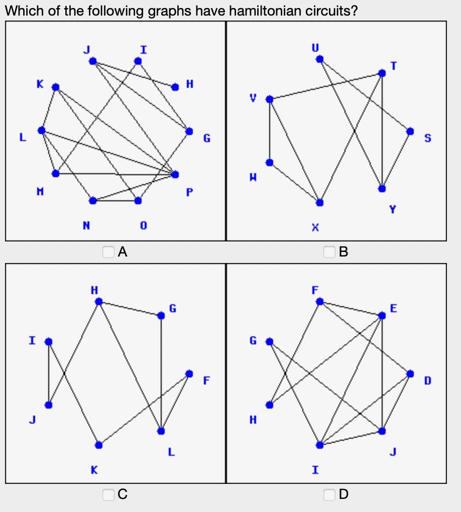 Solved Which of the following graphs have hamiltonian | Chegg.com