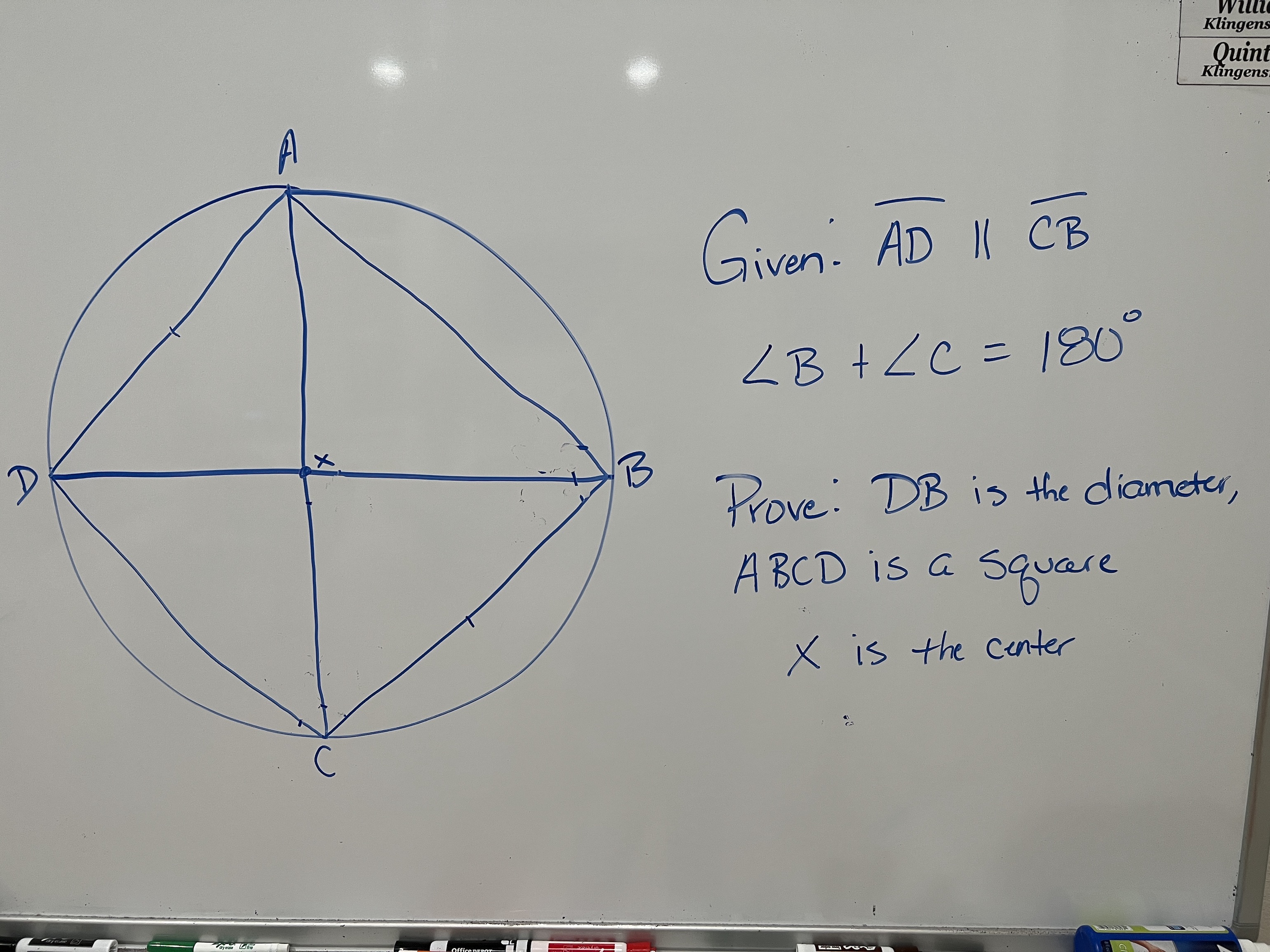 Solved Given: AD is parallel to CB, angle B + angle C = 180 | Chegg.com