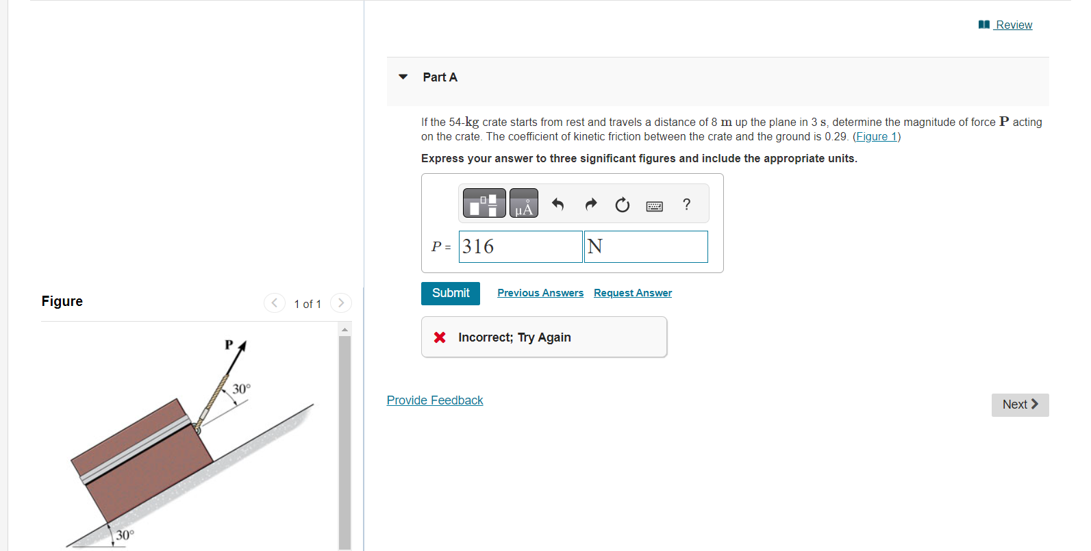 Solved If the 54-kg crate starts from rest and travels a | Chegg.com