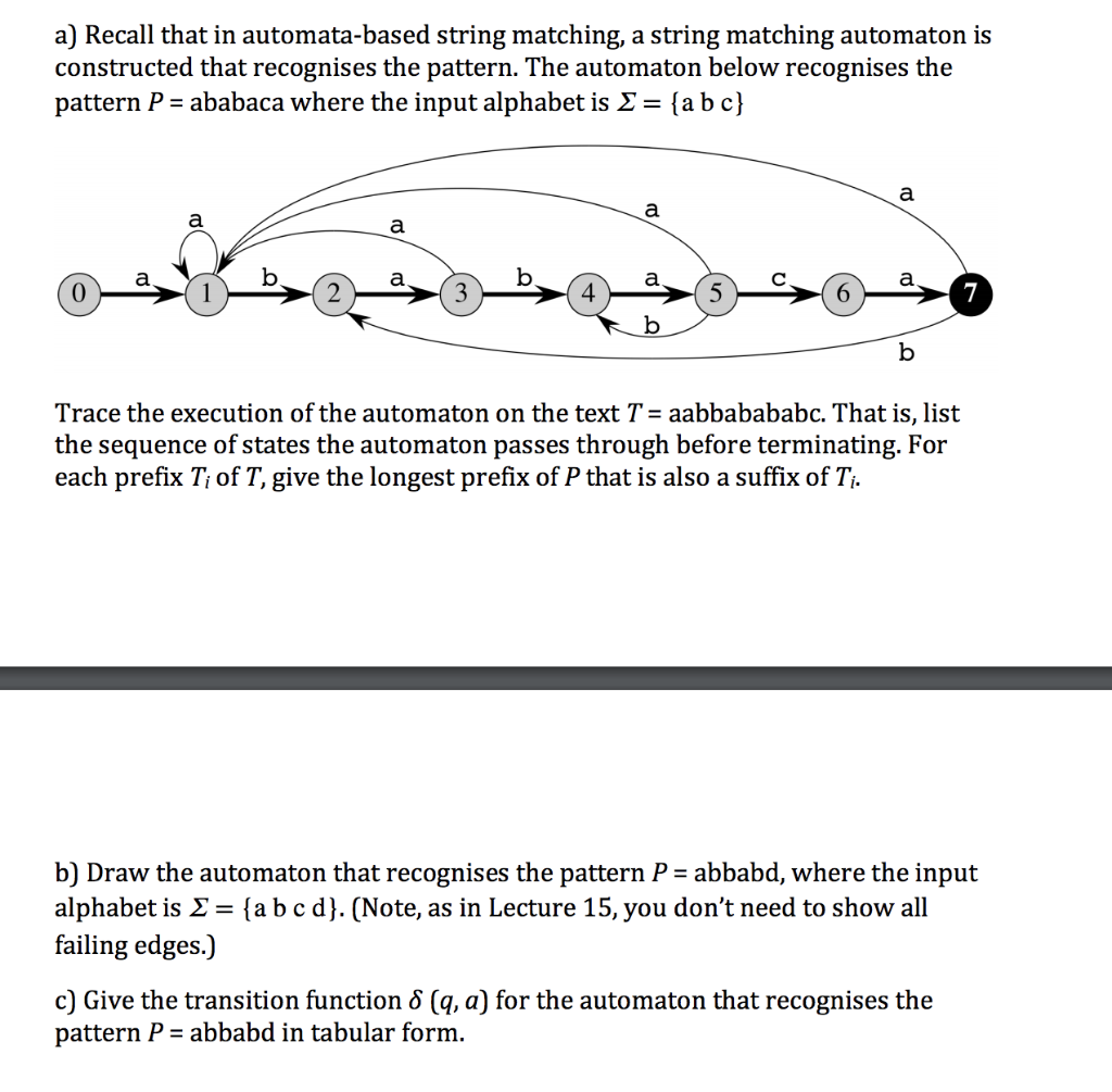 A Recall That In Automata Based String Matching A 