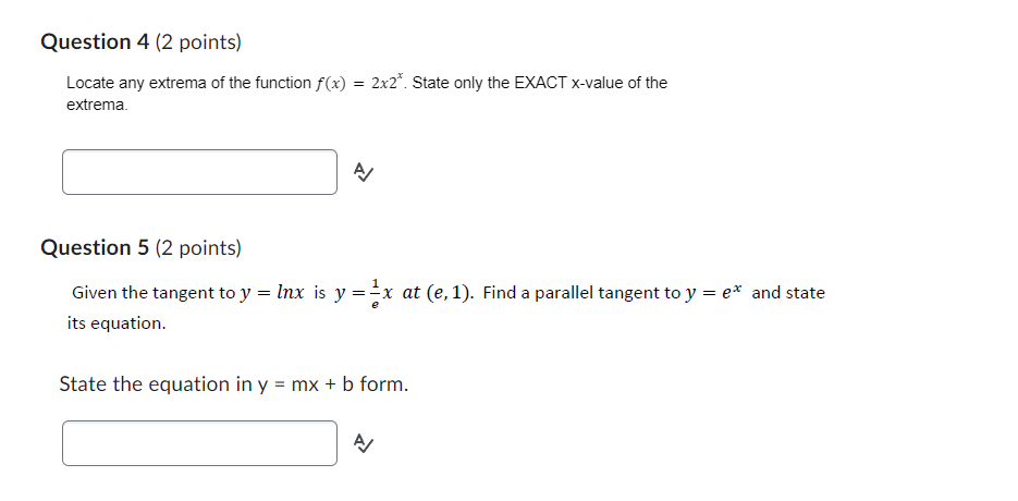Solved Locate any extrema of the function f(x)=2x2x. State | Chegg.com