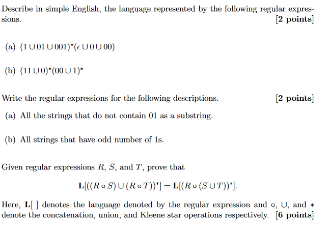 Solved Describe in simple English, the language represented | Chegg.com