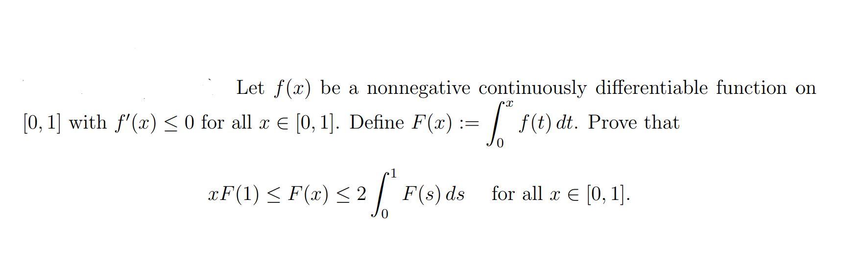 Solved Let f(x) be a nonnegative continuously differentiable | Chegg.com