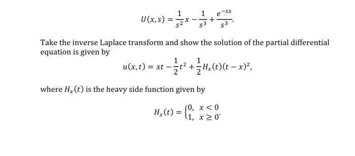 Solved -sx Take the inverse Laplace transform and show the | Chegg.com