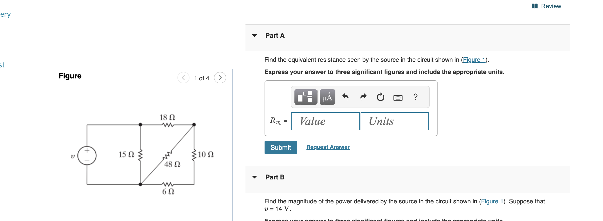 Solved Part AFind the equivalent resistance seen by the | Chegg.com