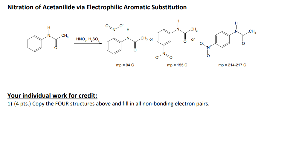 Solved Nitration of Acetanilide via Electrophilic Aromatic | Chegg.com