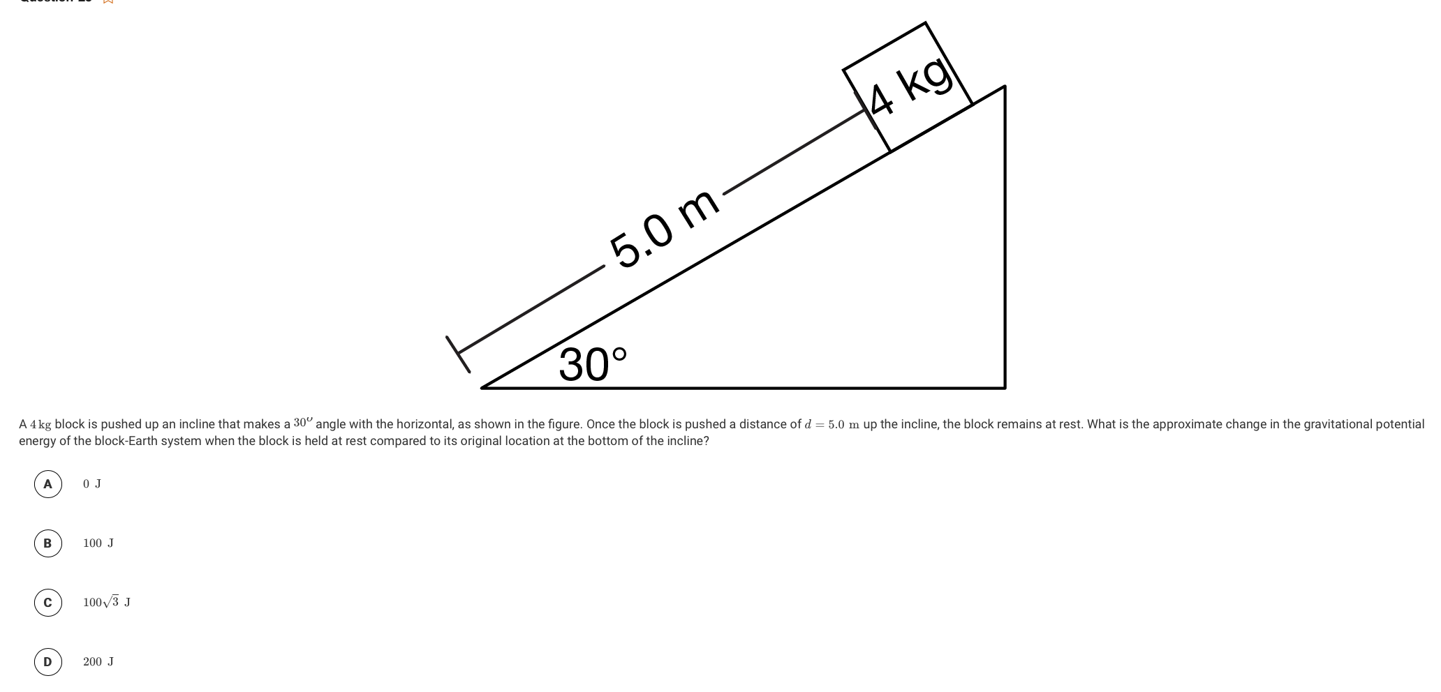 Solved 4 kg 5.0m — 300 A 4 kg block is pushed up an incline | Chegg.com