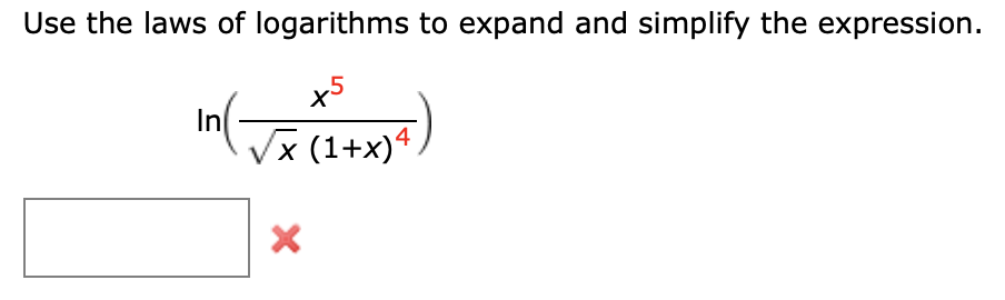 Solved Use the laws of logarithms to expand and simplify the | Chegg.com