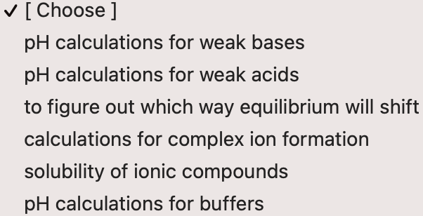 Solved [ Choose] pH calculations for weak bases pH | Chegg.com