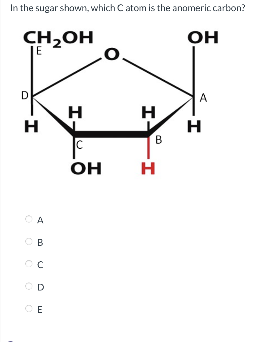 Solved In the sugar shown, which C atom is the anomeric | Chegg.com