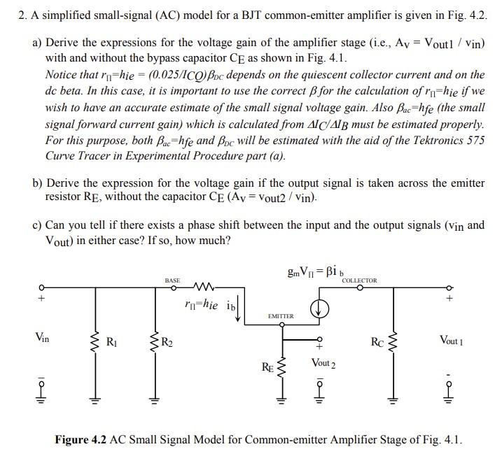 2. A simplified small-signal (AC) model for a BJT | Chegg.com