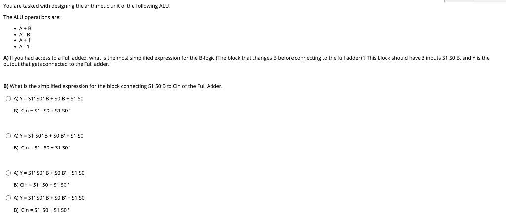Solved You are tasked with designing the arithmetic unit of | Chegg.com