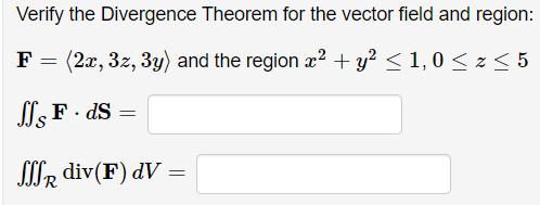 Solved Verify the Divergence Theorem for the vector field | Chegg.com