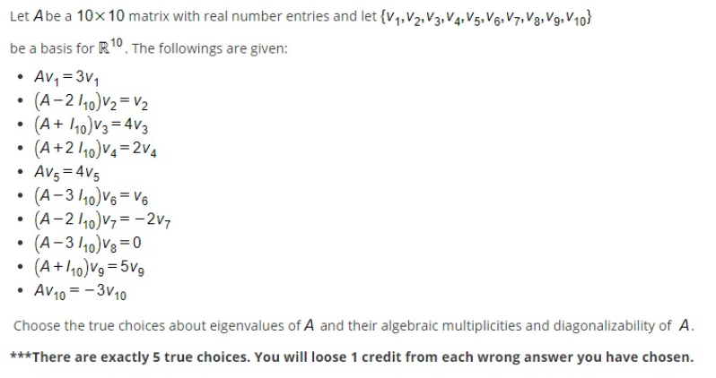 Solved . . . Let Abe a 10x10 matrix with real number entries | Chegg.com