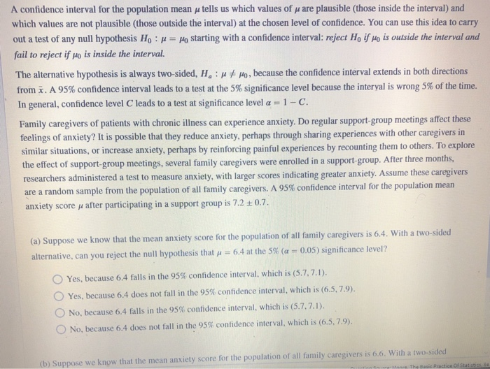 Solved A confidence interval for the population mean μ tells | Chegg.com