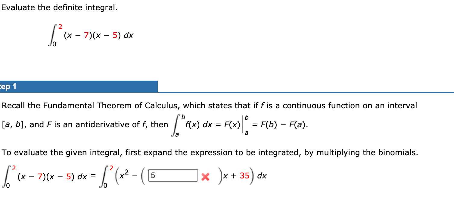 Solved Evaluate the definite integral. { x (x – 7)(x – 5) dx | Chegg.com
