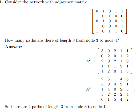 Solved Consider the network with adjacency matrix | Chegg.com