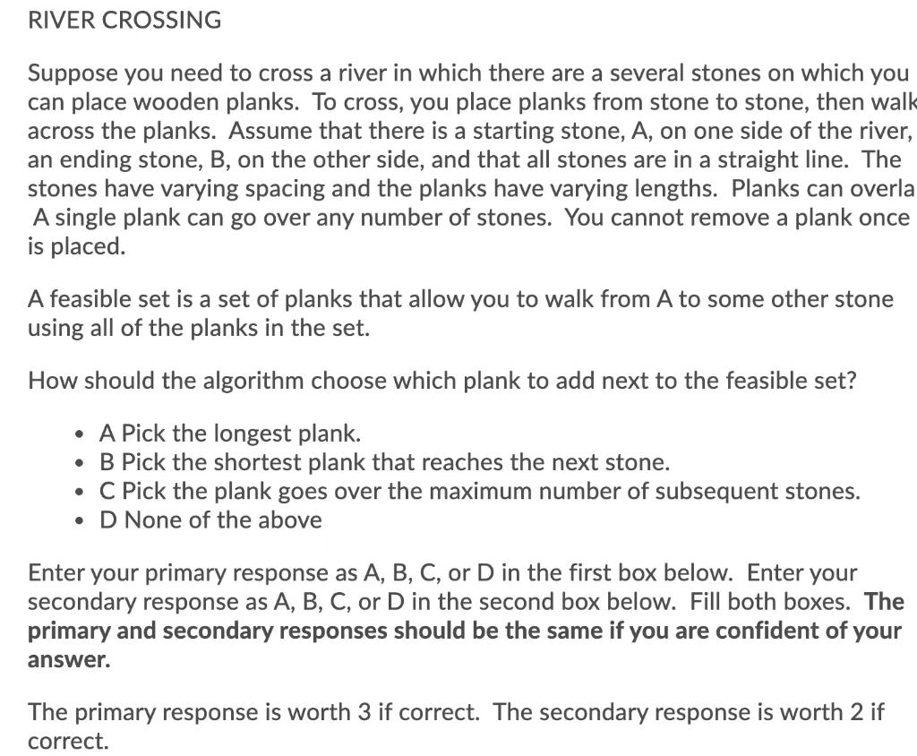 Solved RIVER CROSSING Suppose you need to cross a river in | Chegg.com