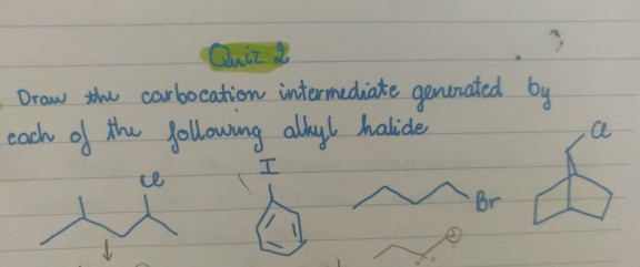 Solved Quiz 2 Draw the carbocation intermediate generated by | Chegg.com