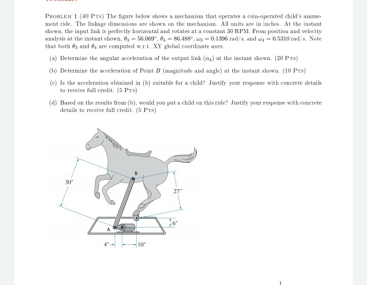 Solved PROBLEM 1 (40 PTS) The figure below shows a mechanism | Chegg.com