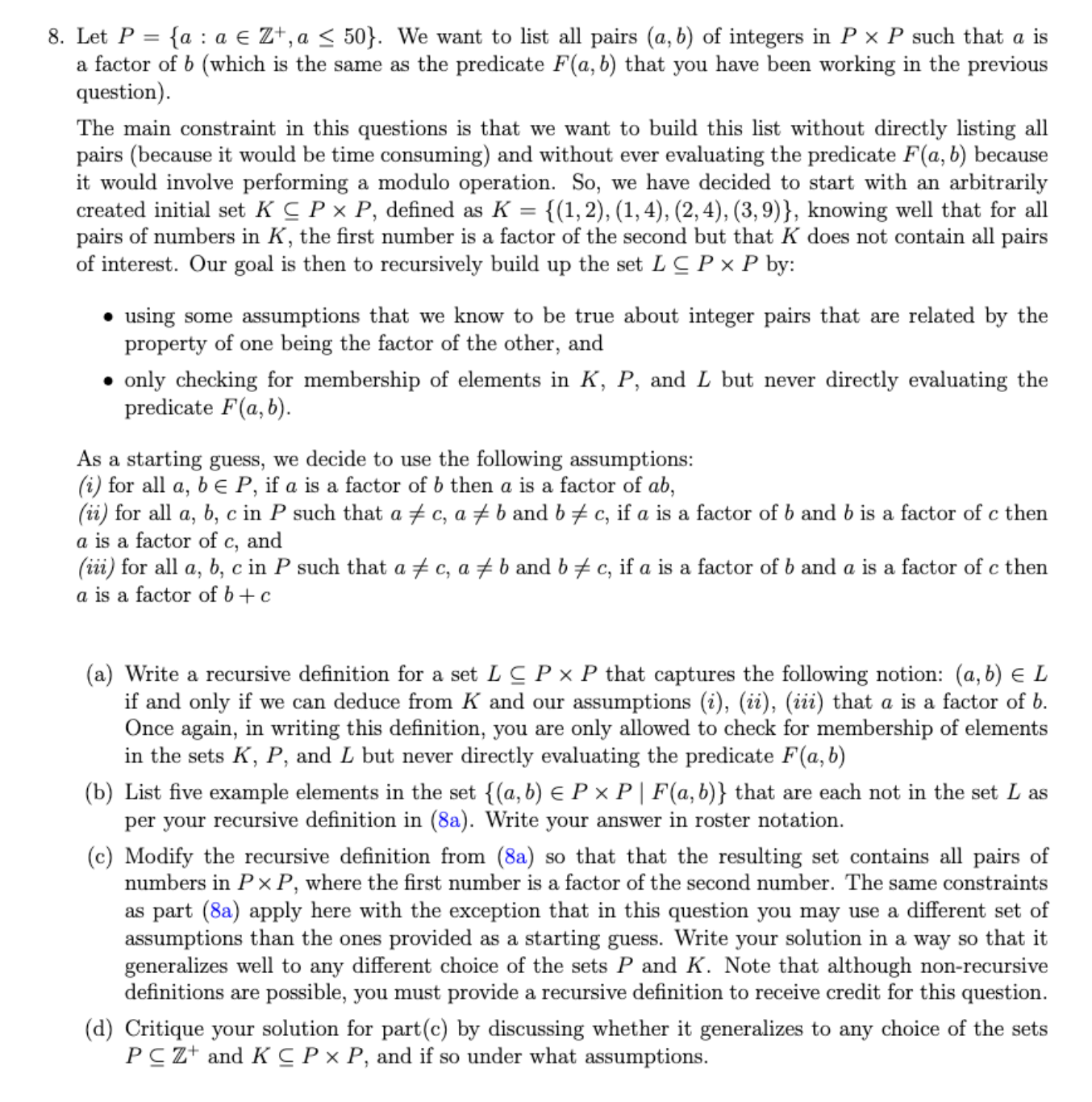 Solved Let P={a:ainZ+,a≤50}. ﻿We want to list all pairs | Chegg.com