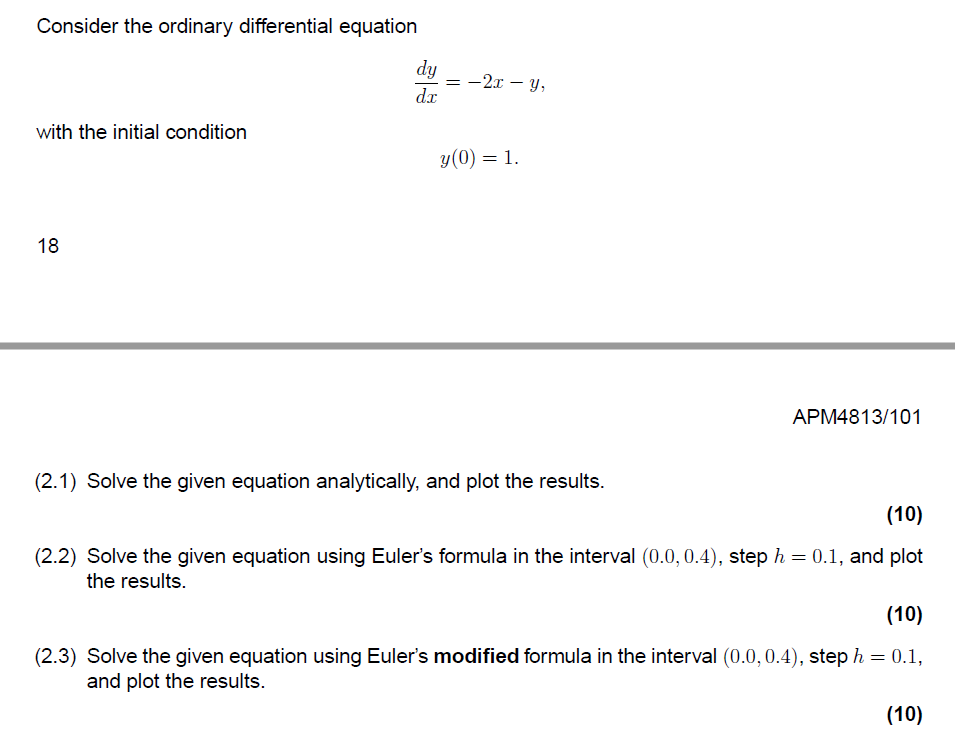 Solved Consider the ordinary differential | Chegg.com