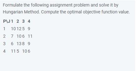 Solved Formulate the following assignment problem and solve | Chegg.com