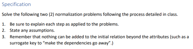 Solved Specification Solve the following two (2) | Chegg.com