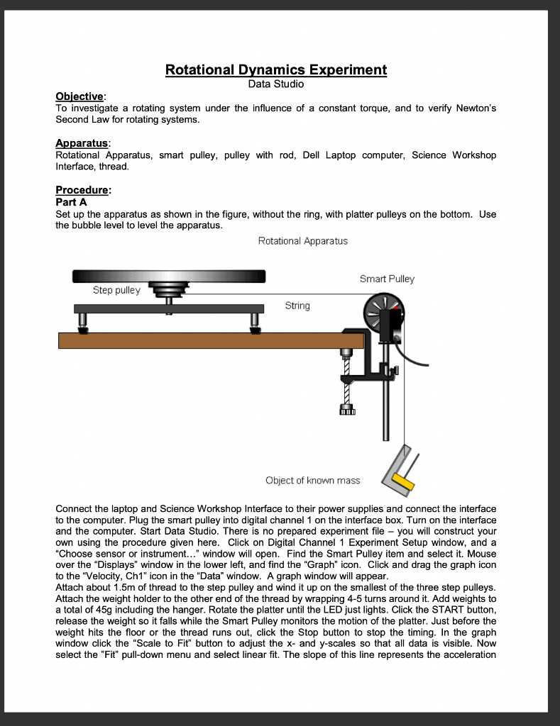 Solved Data Studio Rotational Dynamics Experiment | Chegg.com
